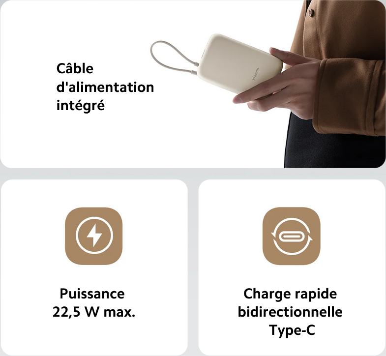 Xiaomi 33W Power Bank 20000mah (Câble Intégré) Neuve | Garantie 2 ans ...